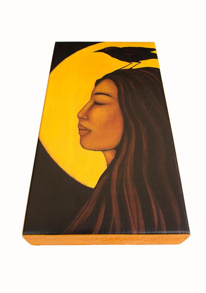 Raven Moon Goddess - PRINT of Original Painting on Wood Block - Mexican ...
